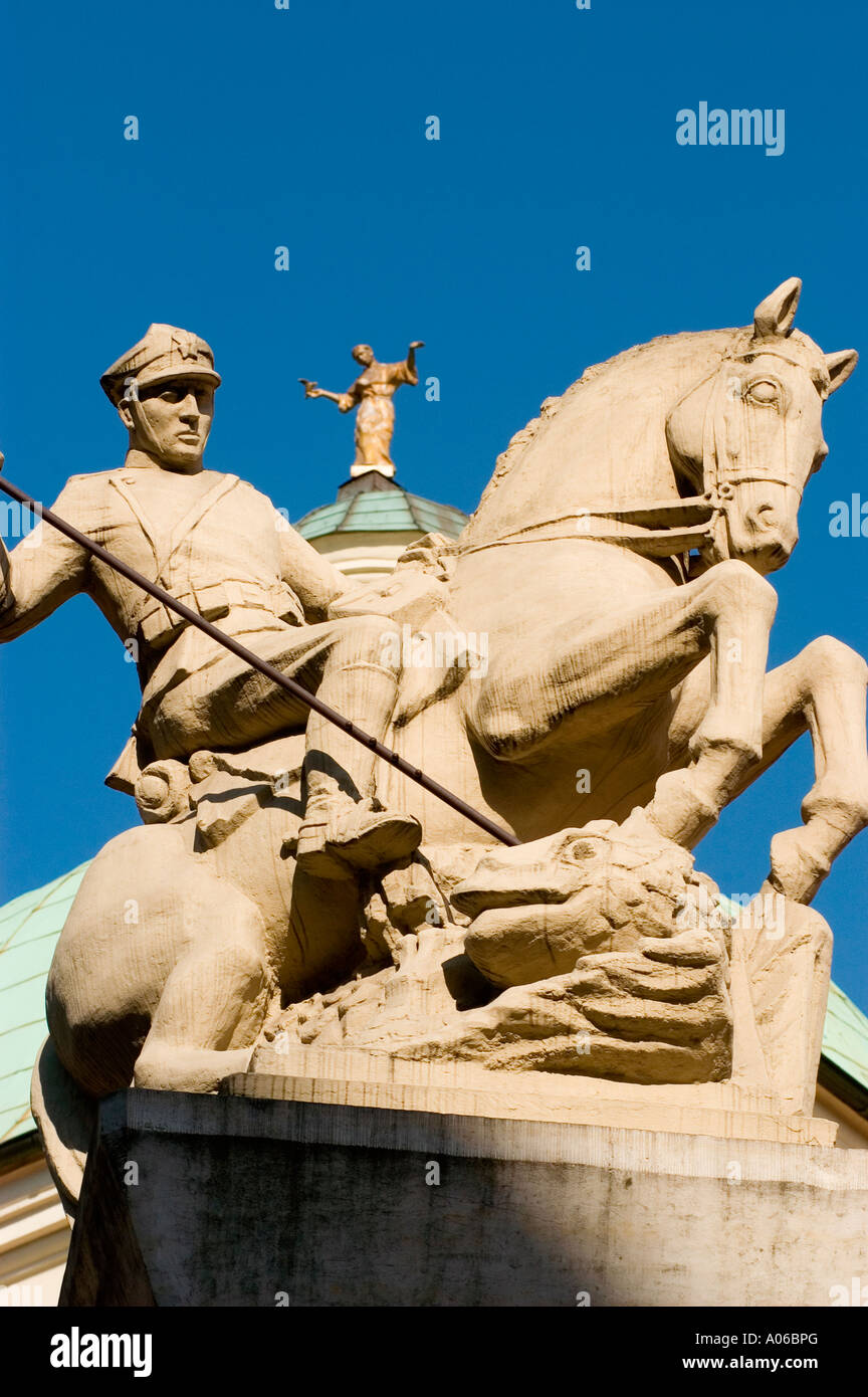 Monument of Polish Uhlan Calvary horse brigade soldier fighting with ...