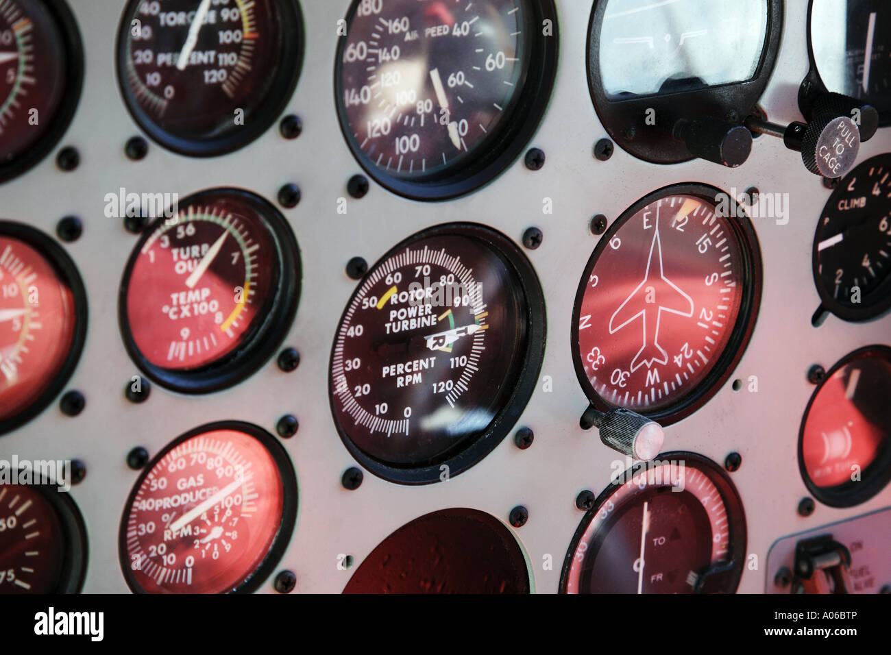 Bell Jet Ranger helicopter control panel Stock Photo - Alamy