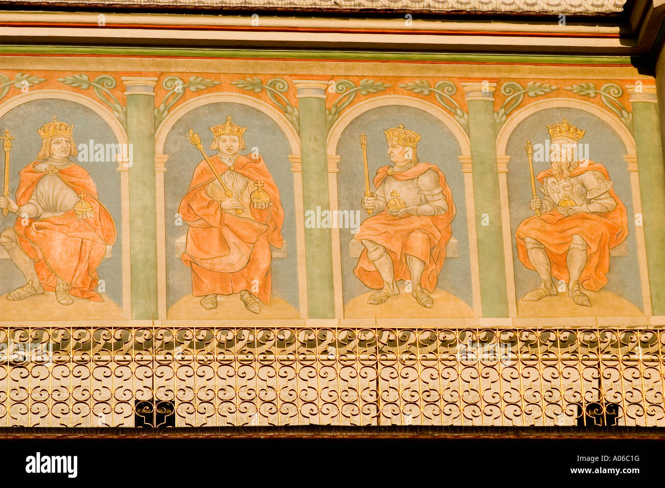 Mural paintings showing Polish dukes on renaissance Town Hall Old ...