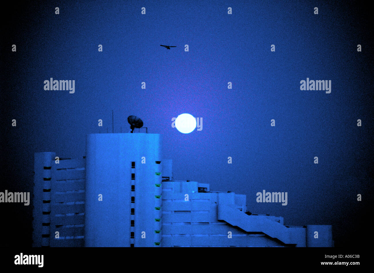 Moonlight on buildings in Venezuela 202 Stock Photo - Alamy