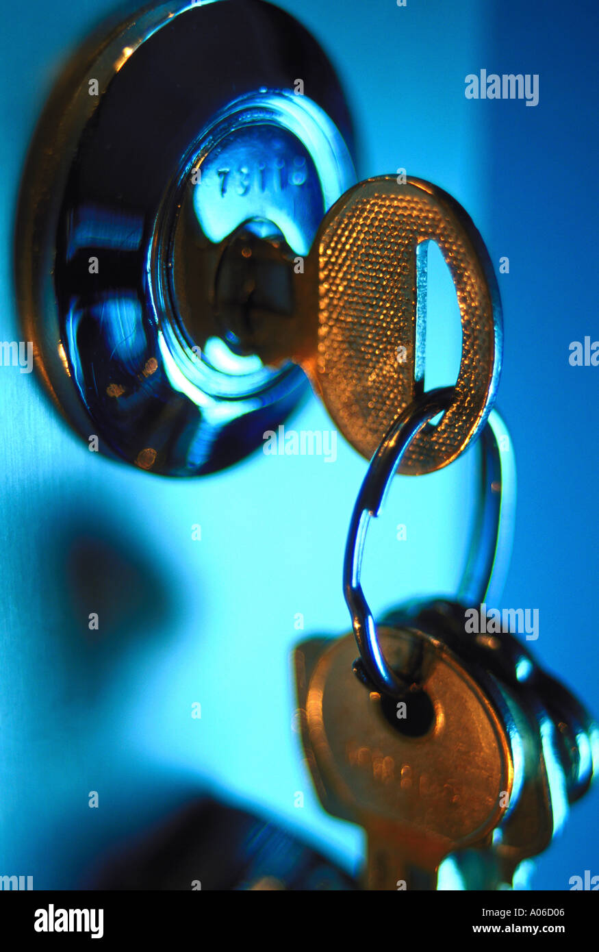 Keys in door lock Stock Photo - Alamy