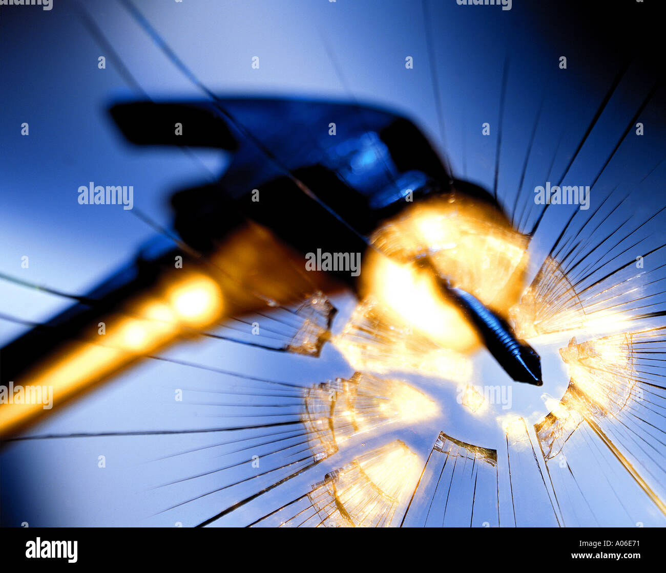 hammer nail breaking glass Stock Photo - Alamy