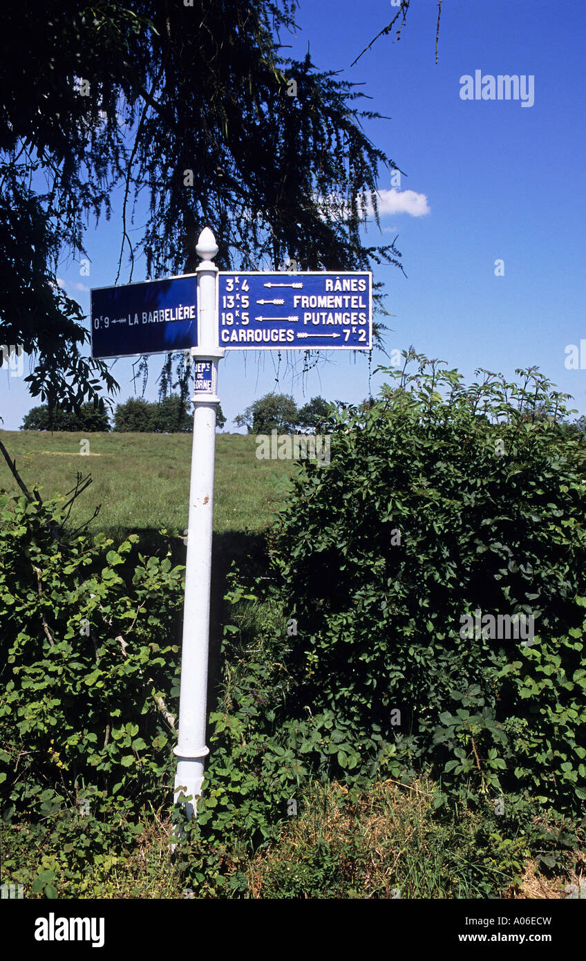 Old direction posts in Normandy Stock Photo - Alamy