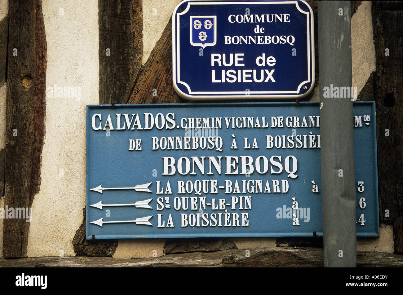 Detail of Route du Cidre road signs in Normandy Stock Photo - Alamy