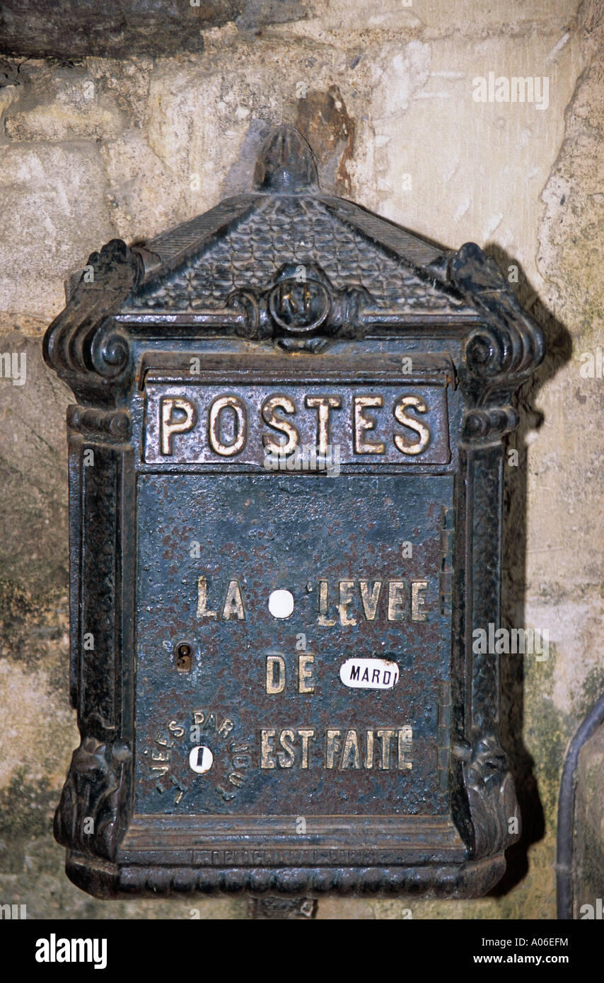 Detail of an old traditional Post box in Normandy Stock Photo - Alamy