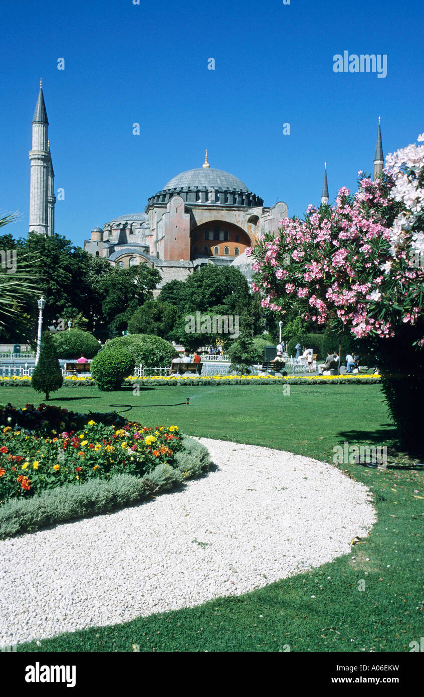 Viewed from the grounds the vast central dome supporting semi domes and ...