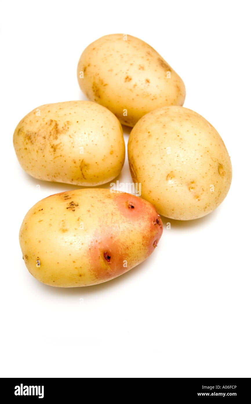 White potatoes isolated on a white studio background Stock Photo - Alamy