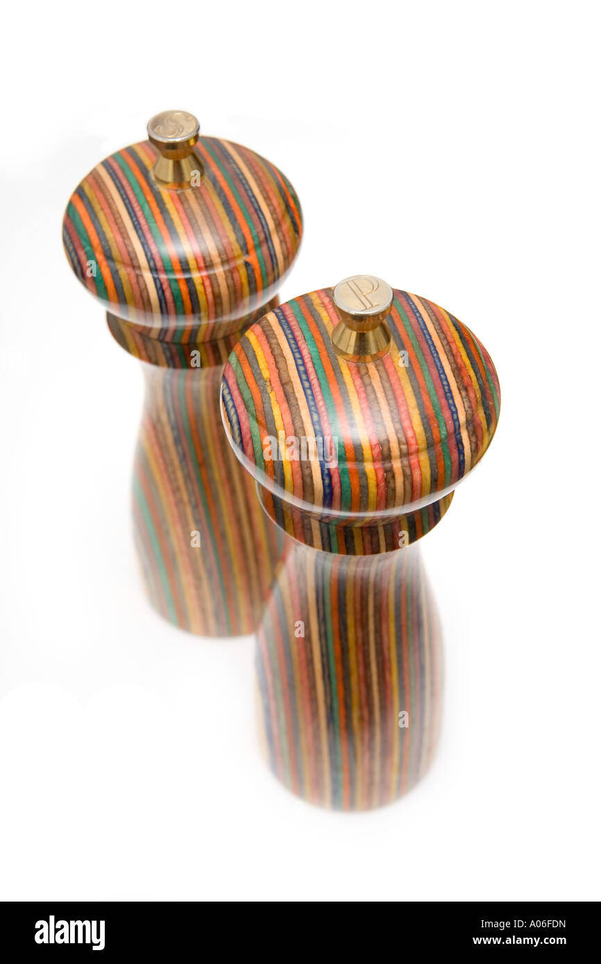 Salt and pepper pots isolated on a white studio background Stock Photo ...