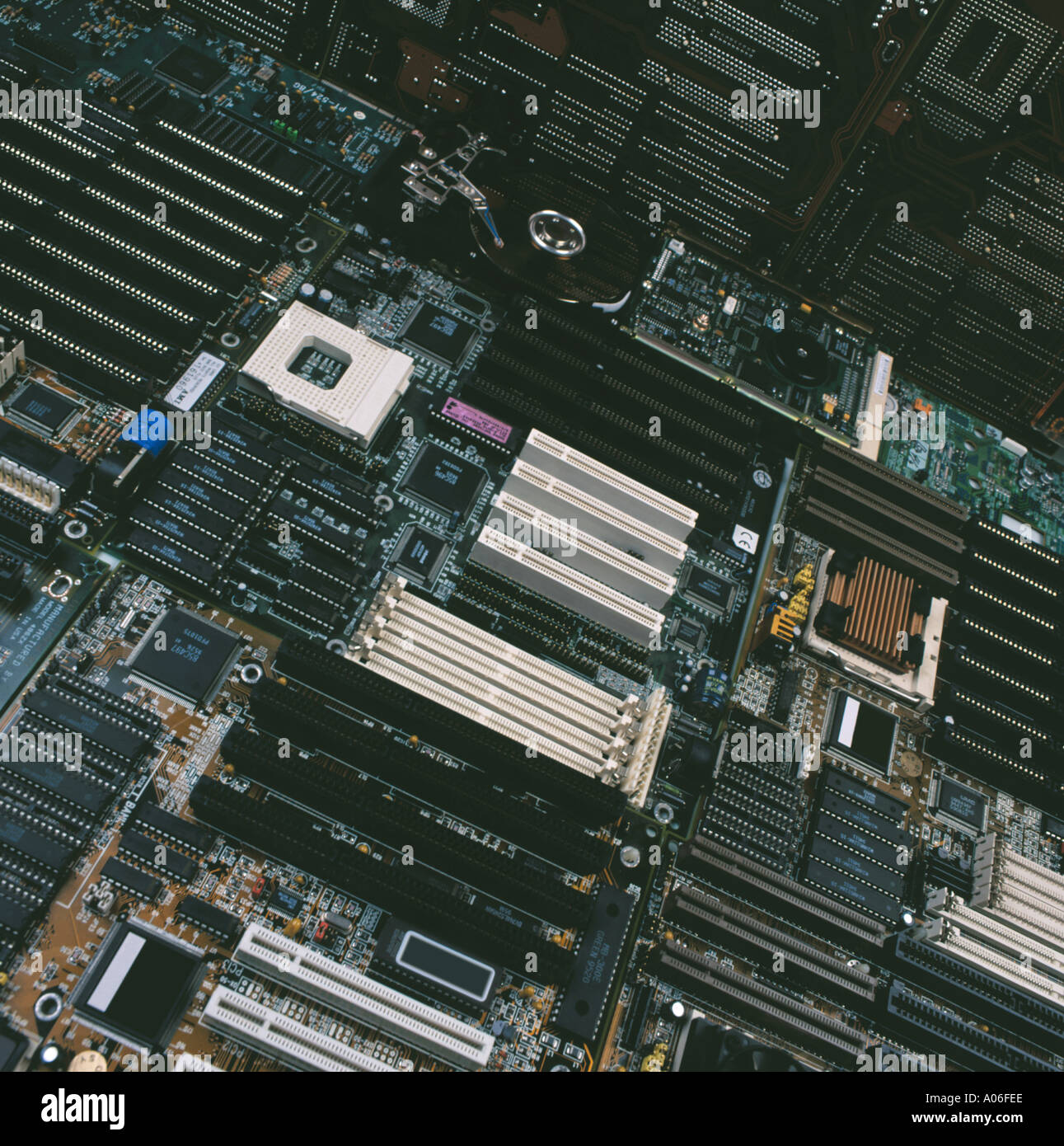 Computer circuit boards and a hard drive Stock Photo - Alamy