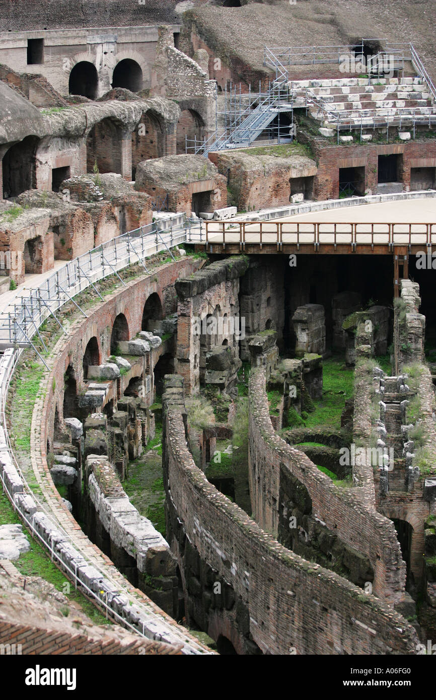 Detail of ancient underground floor ruins remains at major Italian ...
