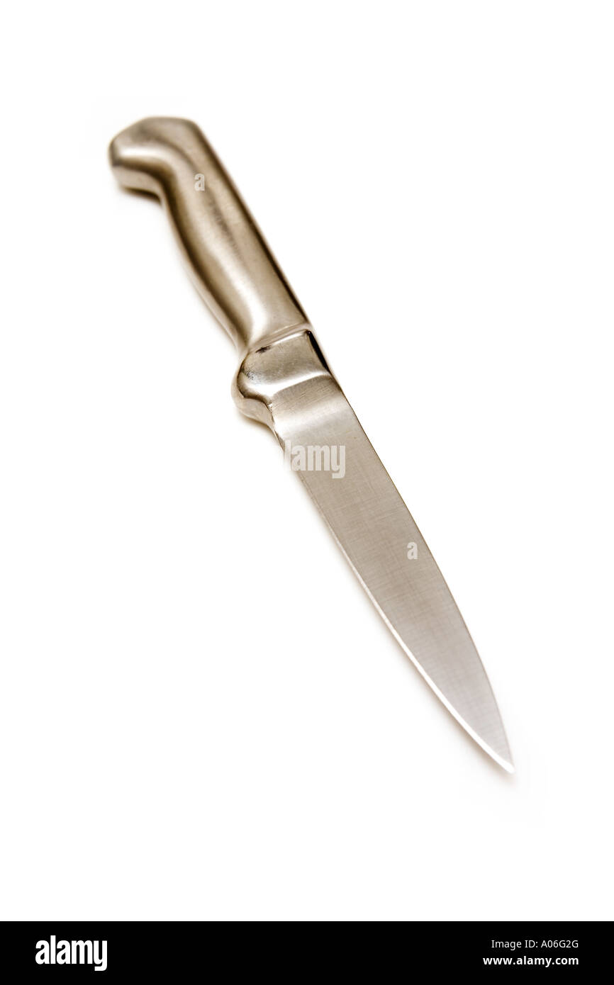 Stainless steel kitchen knife isolated on a white studio background ...