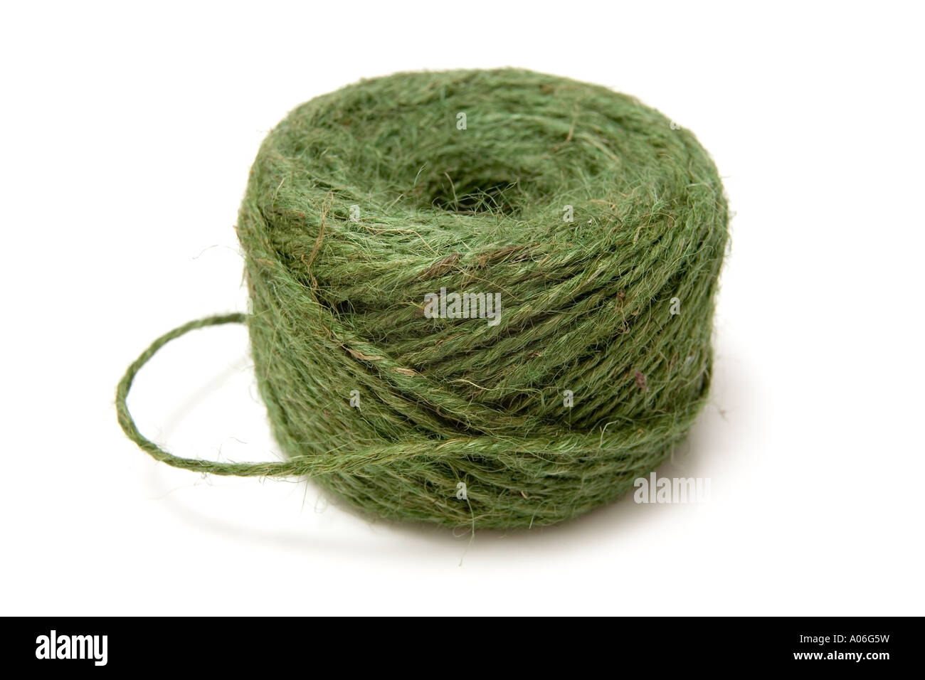 Ball of green garden string isolated on a white studio background Stock ...