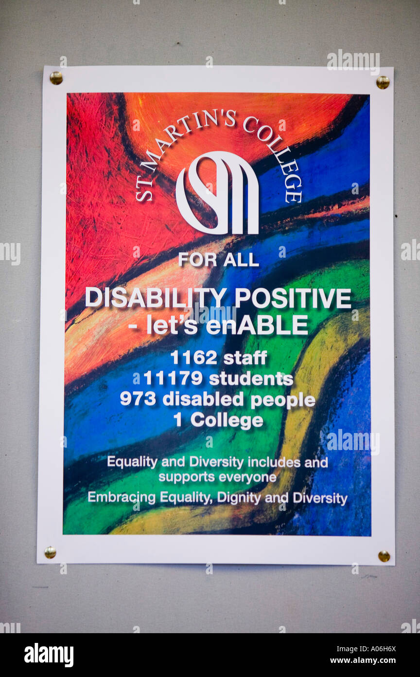 an disability positive poster at St Martins college, Ambleside, Cumbria ...