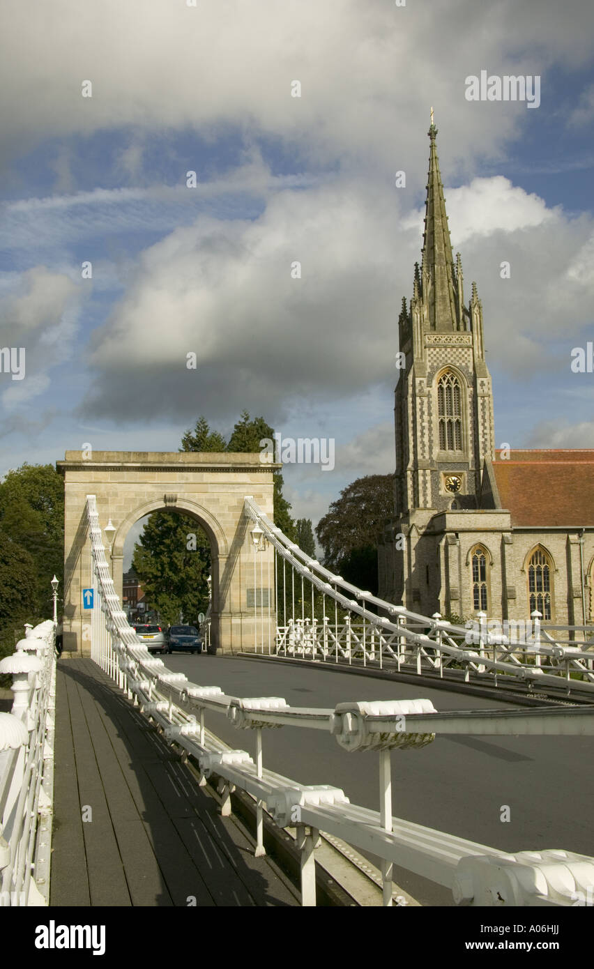 View of bridge and All Saints church at Marlow Stock Photo - Alamy