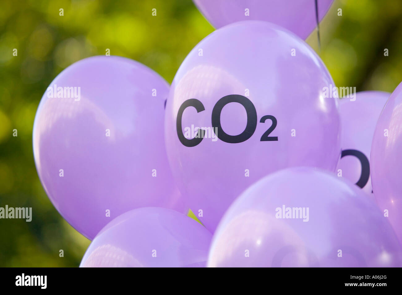 Co2 balloons at the I Count climate change rally in London, UK Stock ...