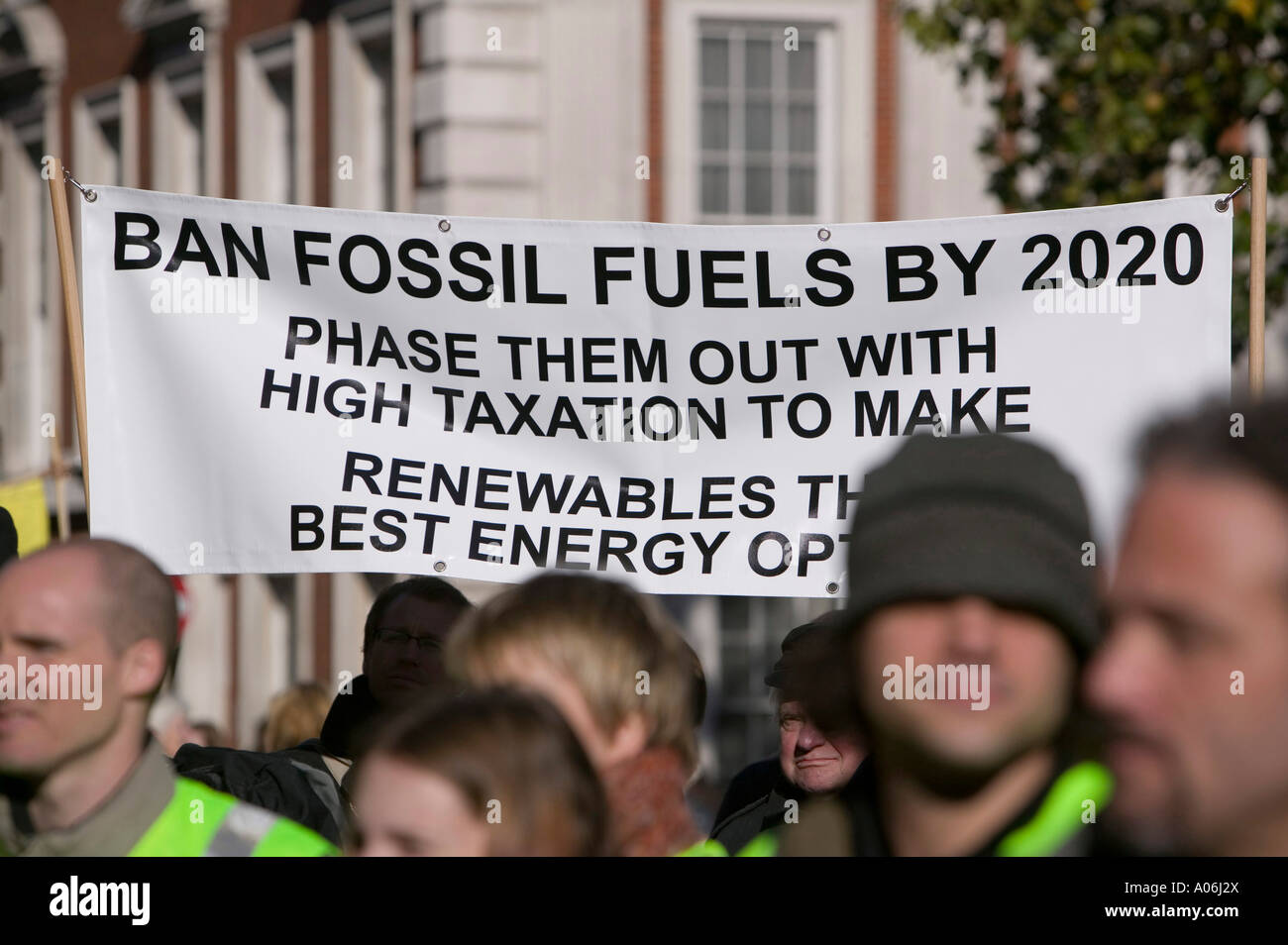 banner and crowds at the I Count climate change rally in Russell Square ...