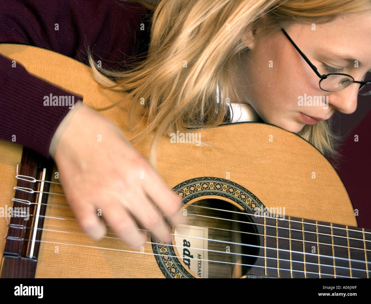Girl Playing Guitar Stock Photo - Alamy