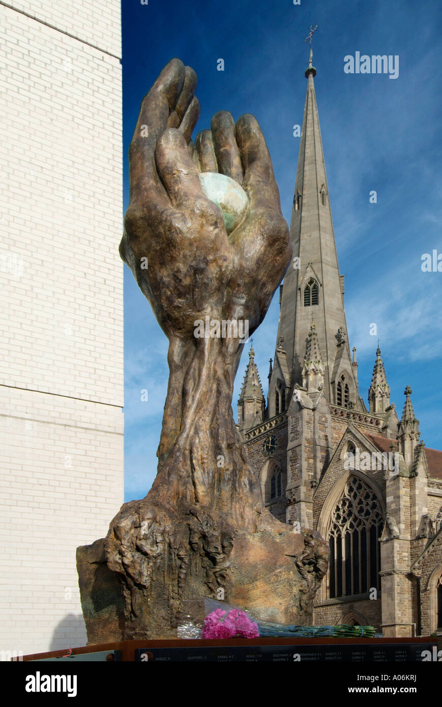 blitz memorial edgebaston street Birmingham hand monument church ...