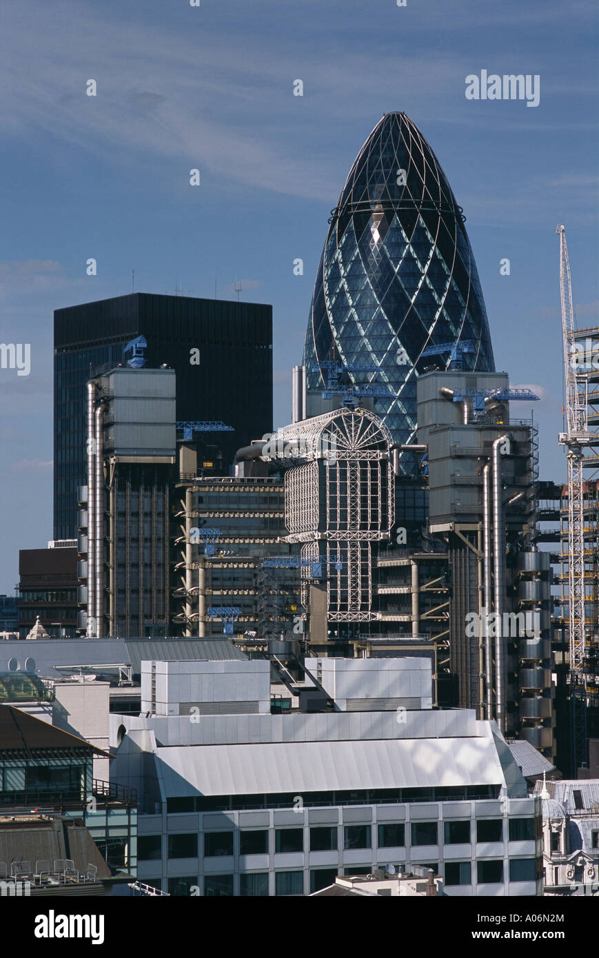 Swiss Re and Lloyds building City of London skyline Stock Photo - Alamy