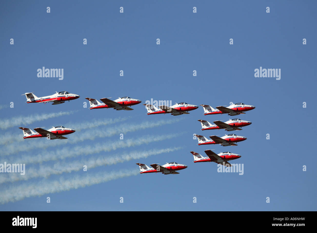 Snowbirds Aerobatics Team in flight formation Stock Photo - Alamy