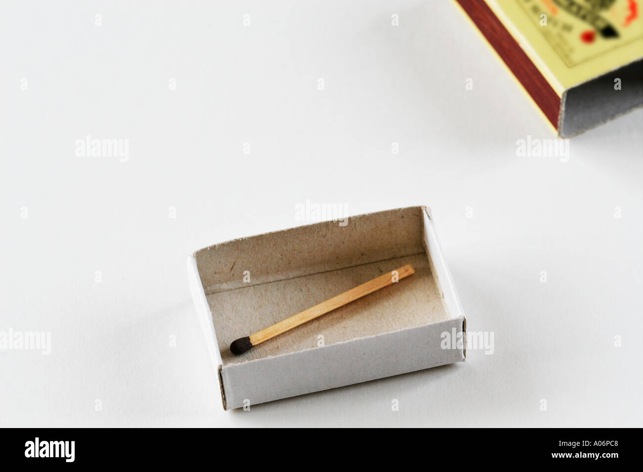 Matchbox containing a single unused match Stock Photo - Alamy