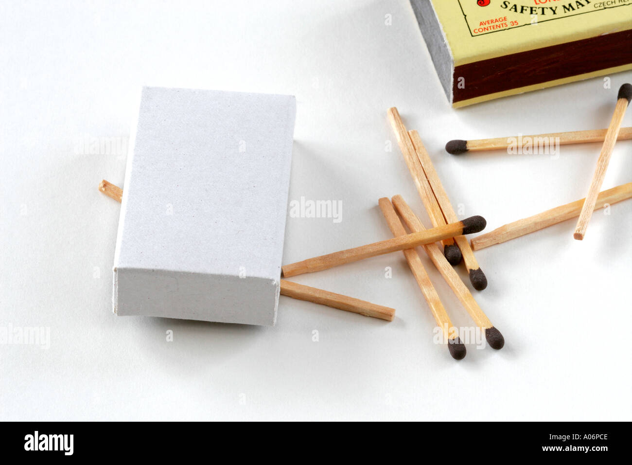 Overturned matchbox with contents spilled out Stock Photo - Alamy