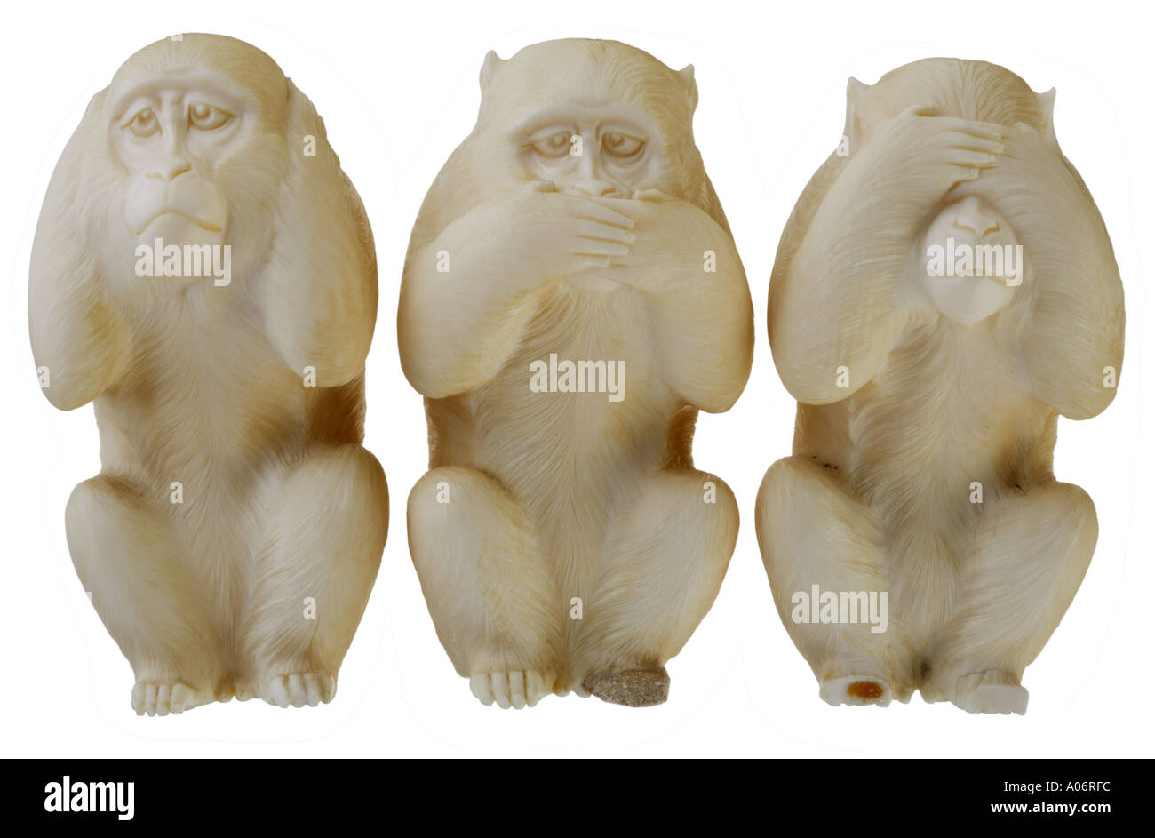 Three monkeys hear speak no hi-res stock photography and images - Alamy