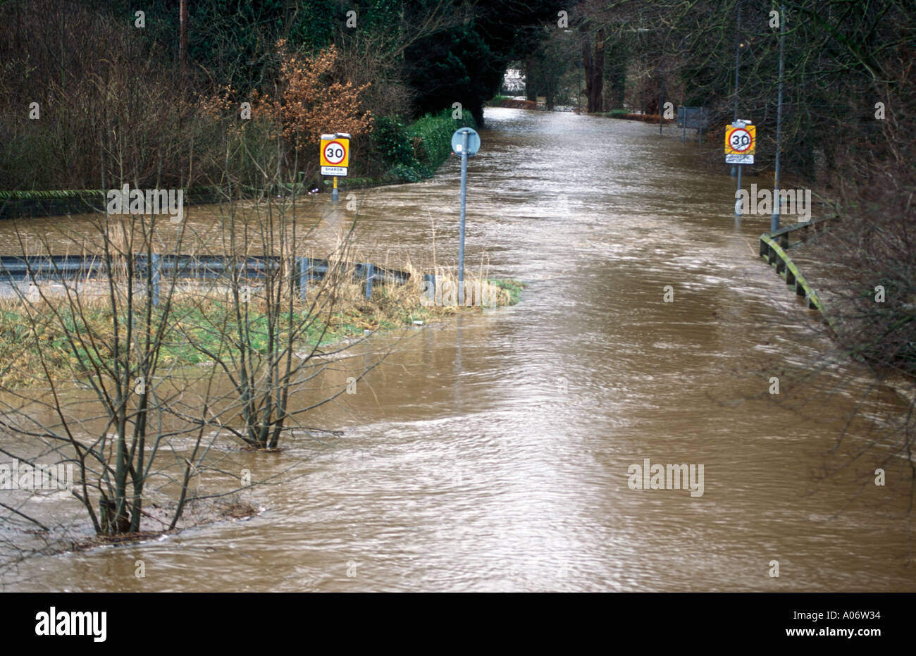 Flooding of the River Ure Sharow village near Ripon in North Yorkshire ...