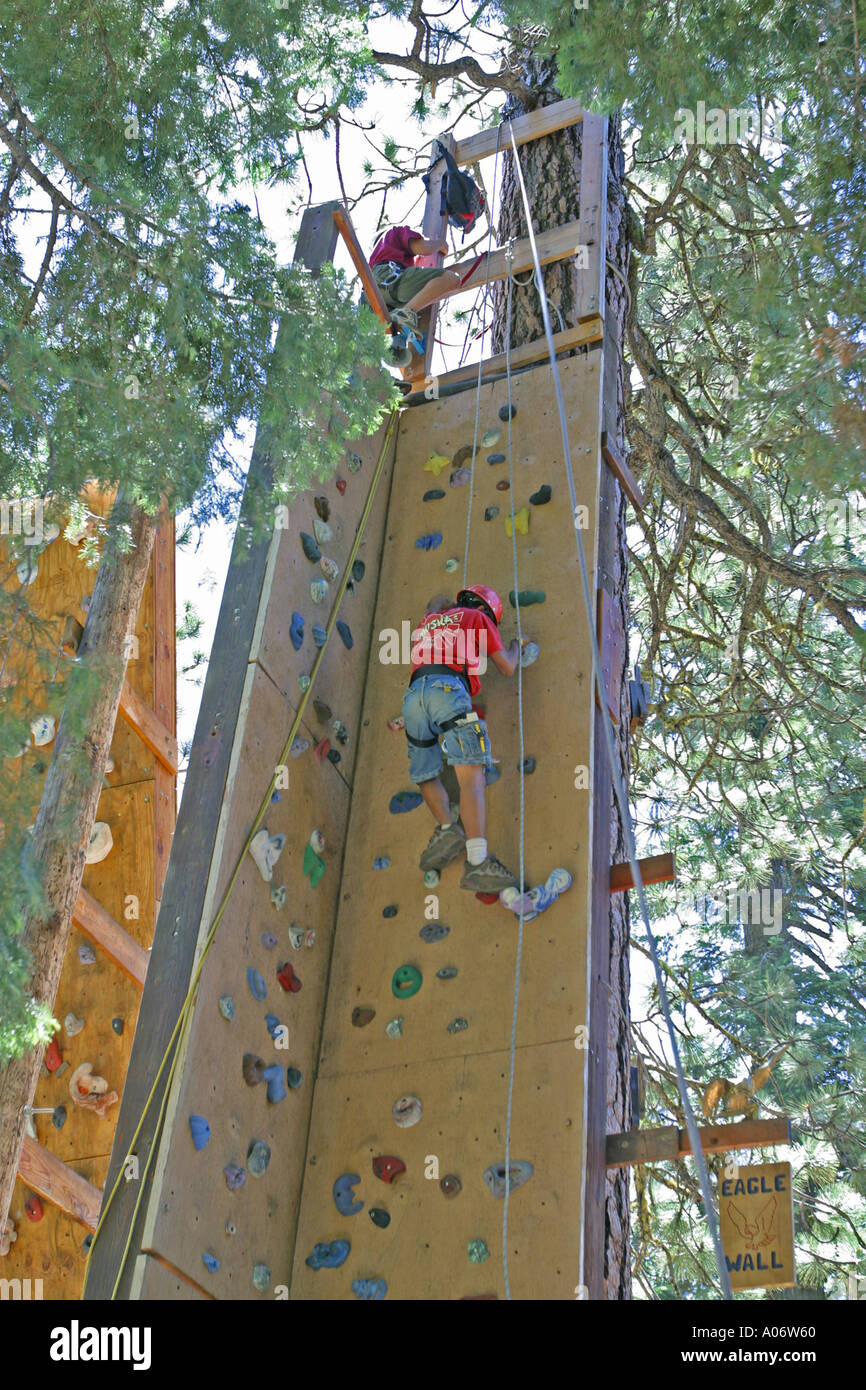 The boys are learning to do rock and elevation climbing Stock Photo - Alamy