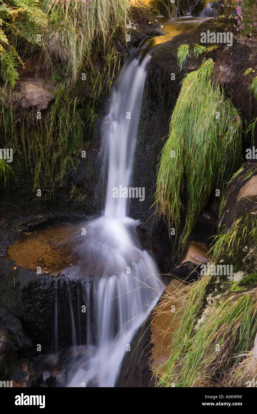 Water cascades into a circular pool in a stream near Dunsop Bridge ...