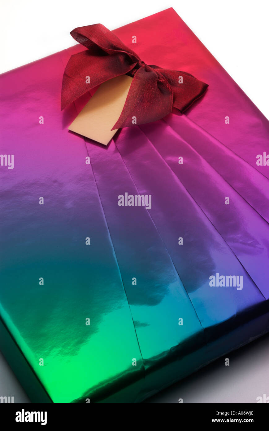 Gift wrap wrapped box carton red metallic foil gold blank card fabric ...