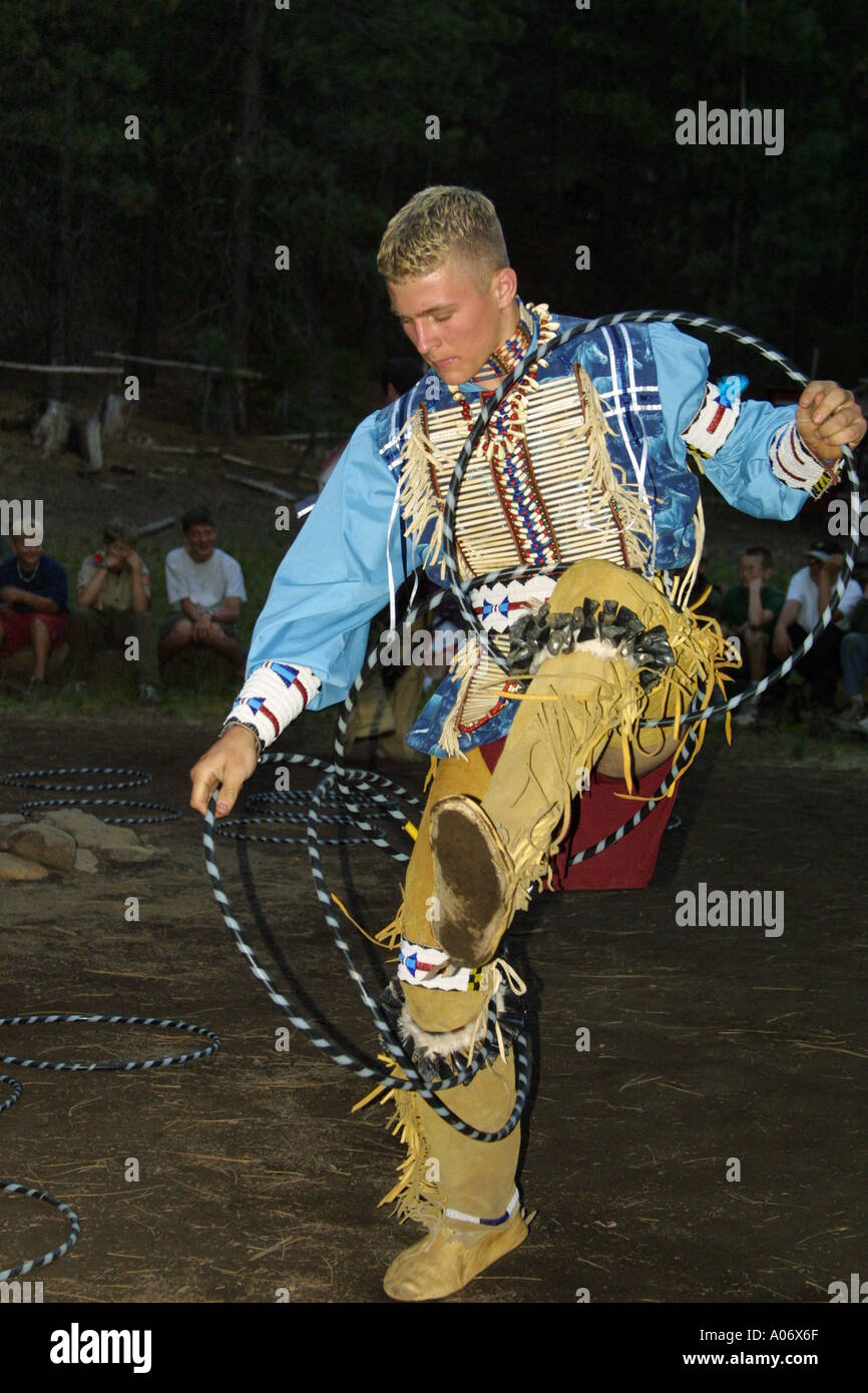 Boy Scouts in authentic Indian costumes dance the traditional dances ...