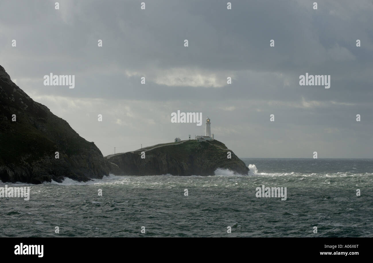 South Stack lighthouse in storm Holy Island Anglesey Wales Stock Photo ...