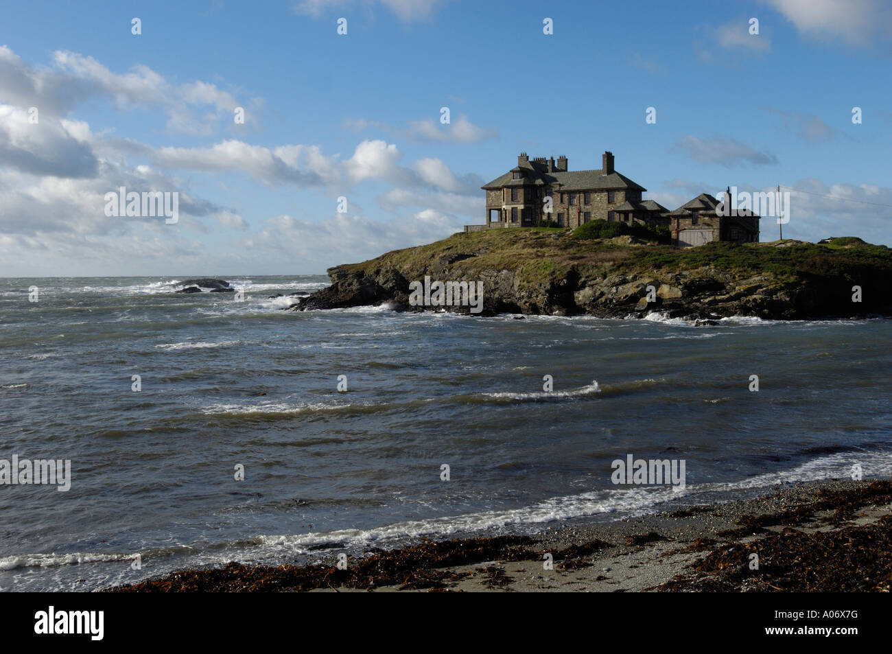 Stone house on headland Treaddur Bay Anglesey Wales UK Stock Photo - Alamy