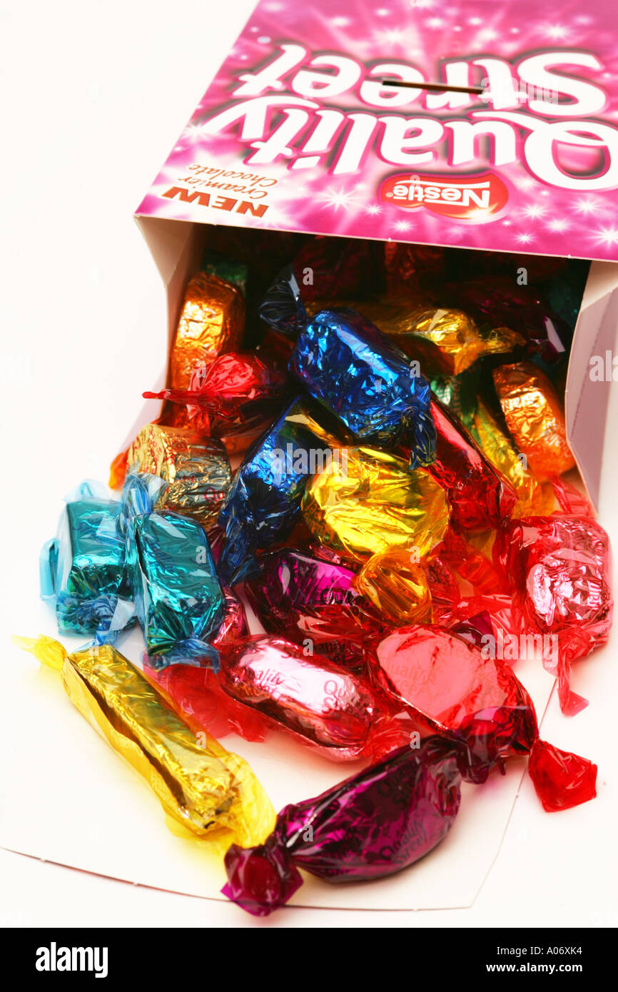 Popular colourful UK seasonal festive sweets candy spilling from an ...