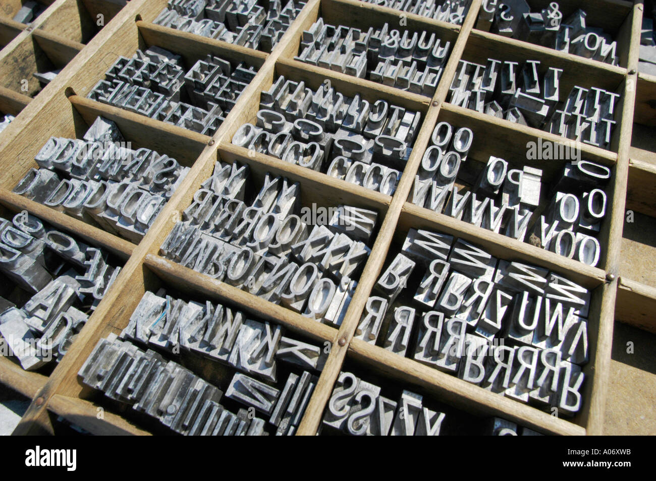 Printing type blocks with letters for making words and using the ...