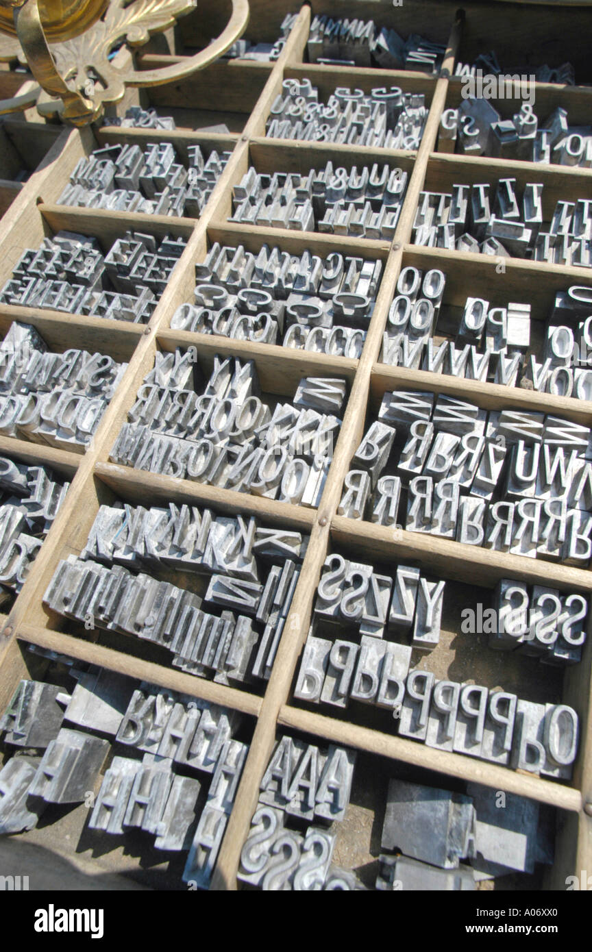 Printing type blocks with letters for making words and using the ...