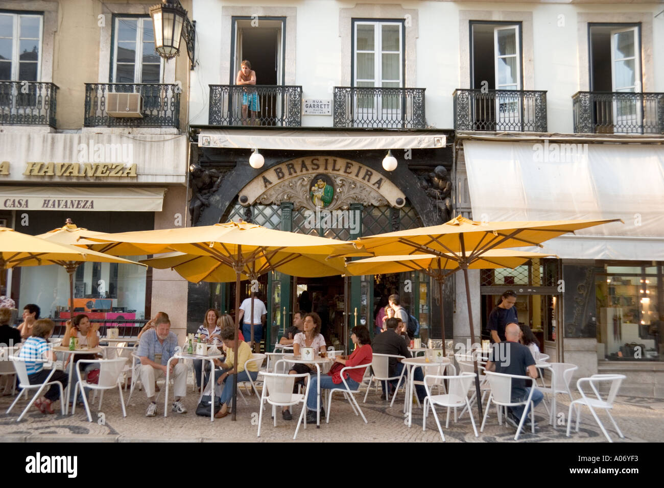 Lisbon Portugal Outdoor terrace of cafe Stock Photo - Alamy