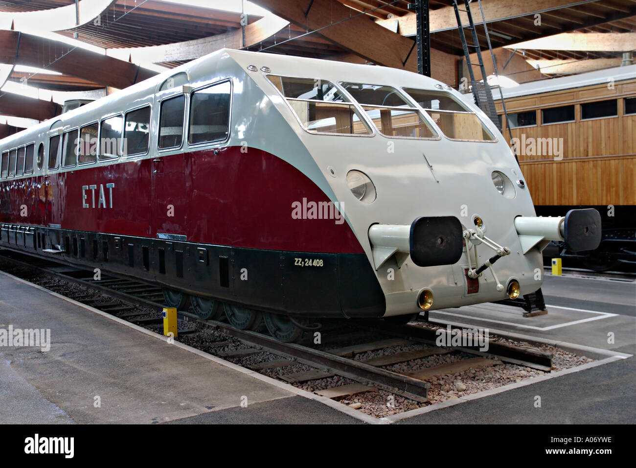 The 1934 Presidential Bugatti railcar at the RailWay Museum in Mulhouse ...
