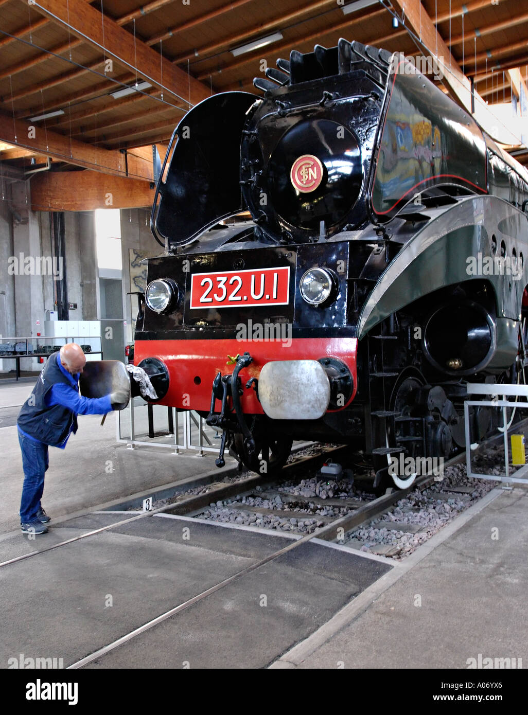 SNCF steam locomotive at the Mulhouse railway museum, France Stock ...
