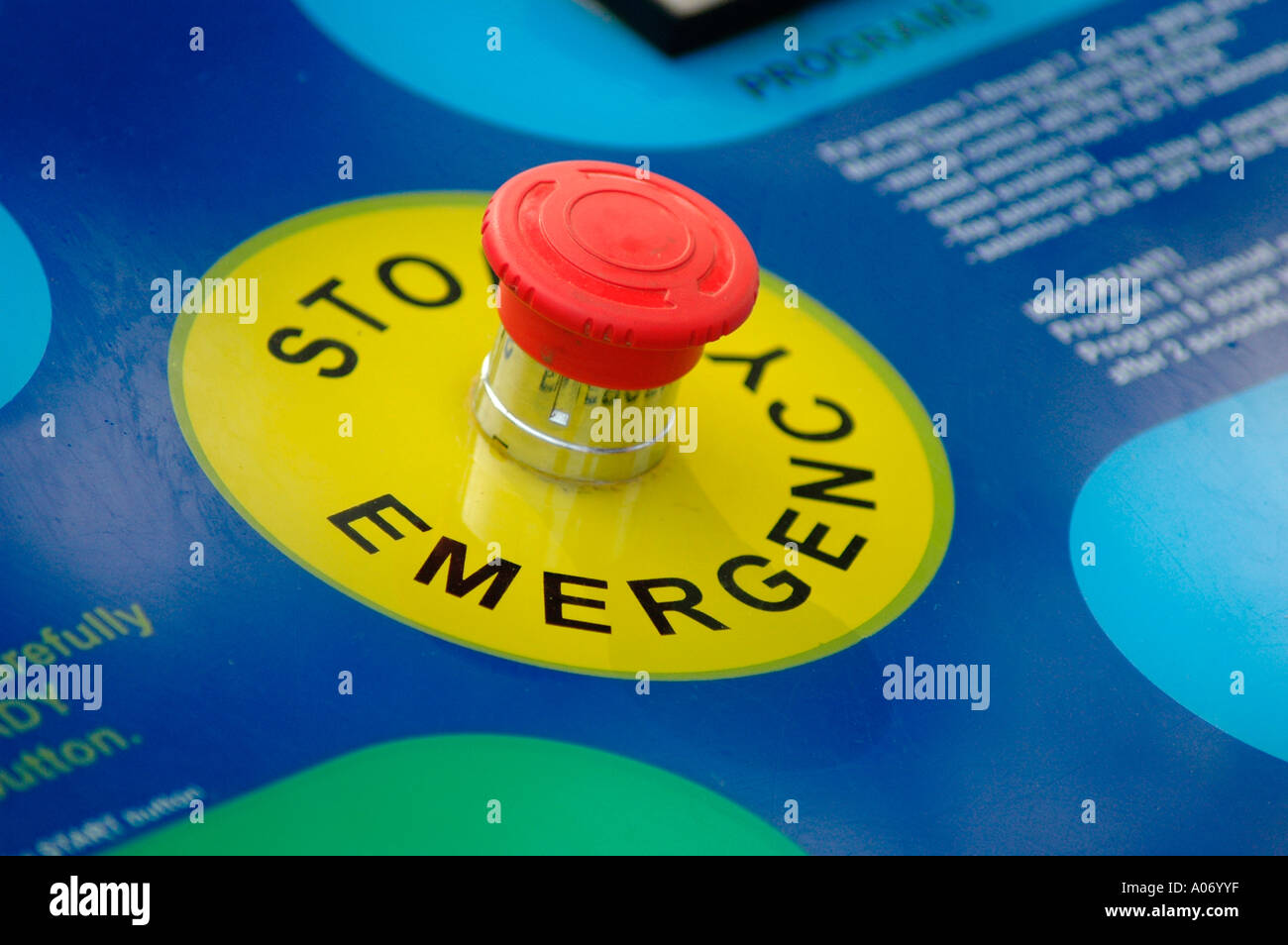 Stop button on ride at fair for emergency when it is running with fair ...