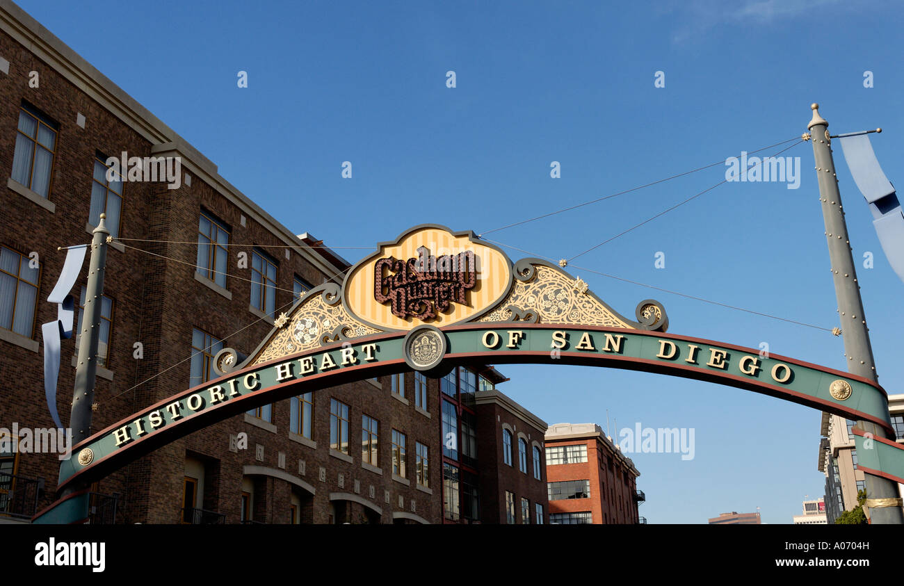 A Landscape Photograph of the Gaslamp Quarter Entrance Sign in San ...