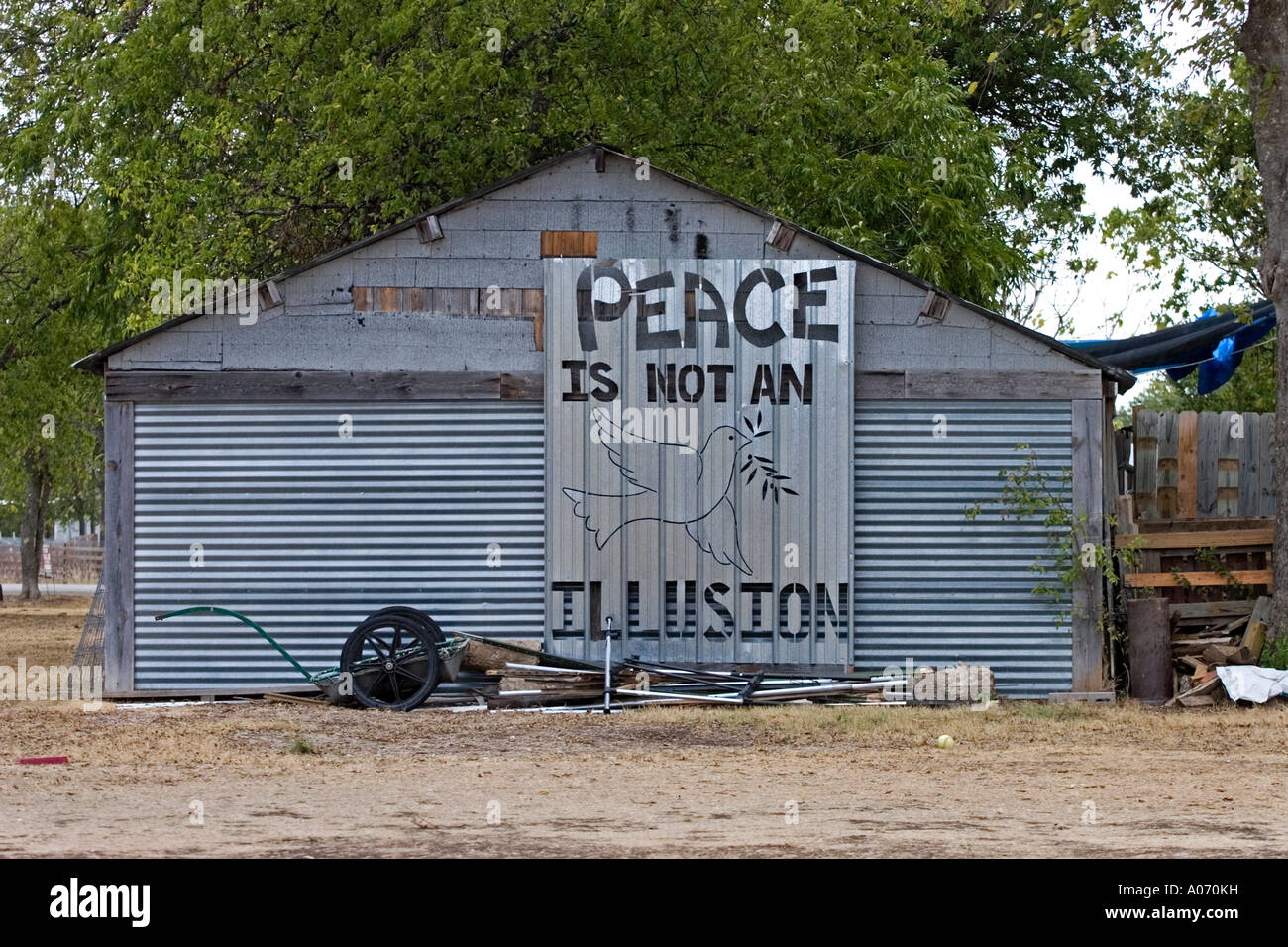 Barn peace illusion sign Stock Photo - Alamy