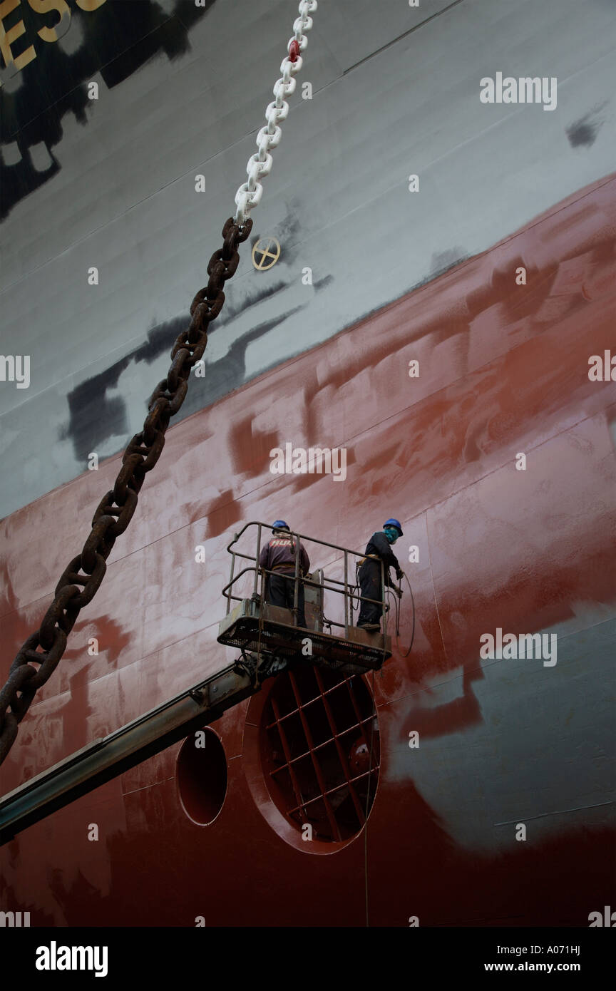 graphic detail shot of ship repair and ship painting and protective ...