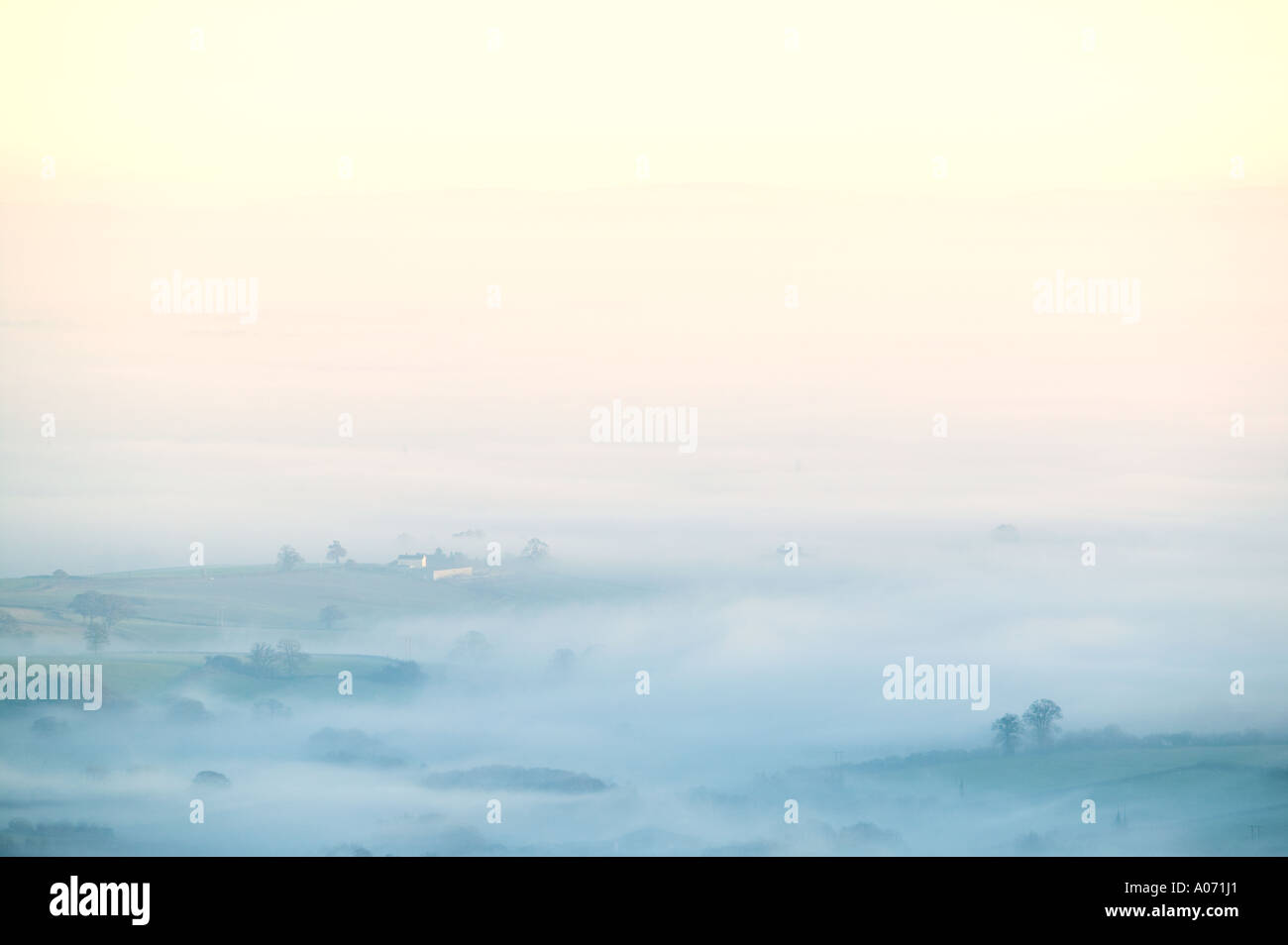 Low lying clouds over countryside from the Skirrid Fawr Wales UK Stock ...