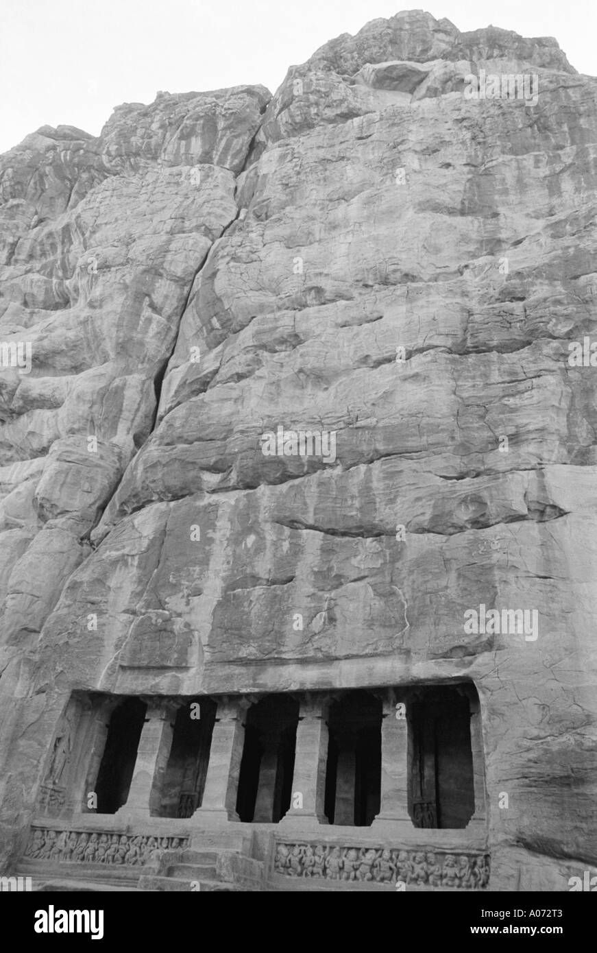 Rock cut caves rock cut architecture ancient Black and White Stock ...