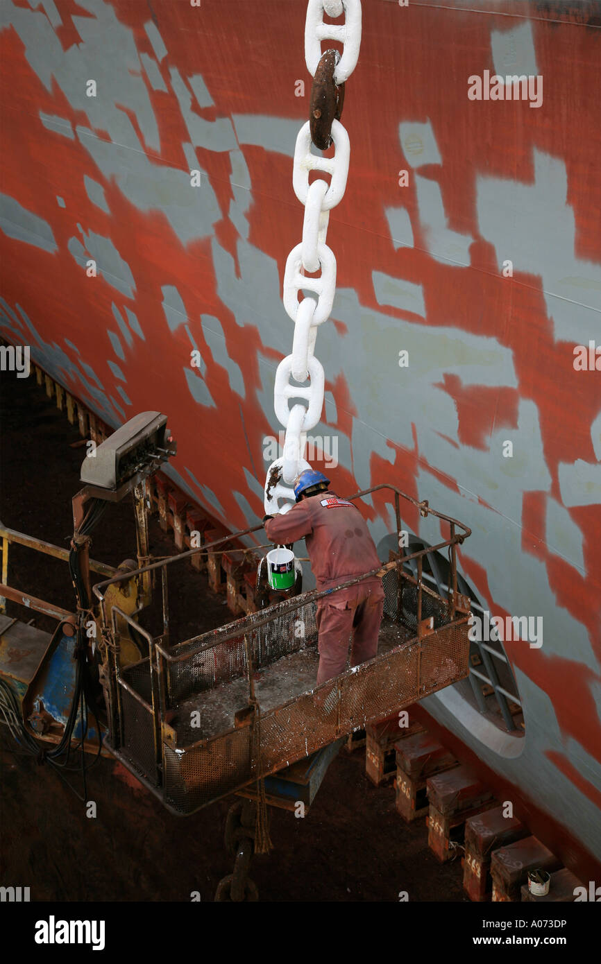 graphic detail shot of ship repair and ship painting and protective ...