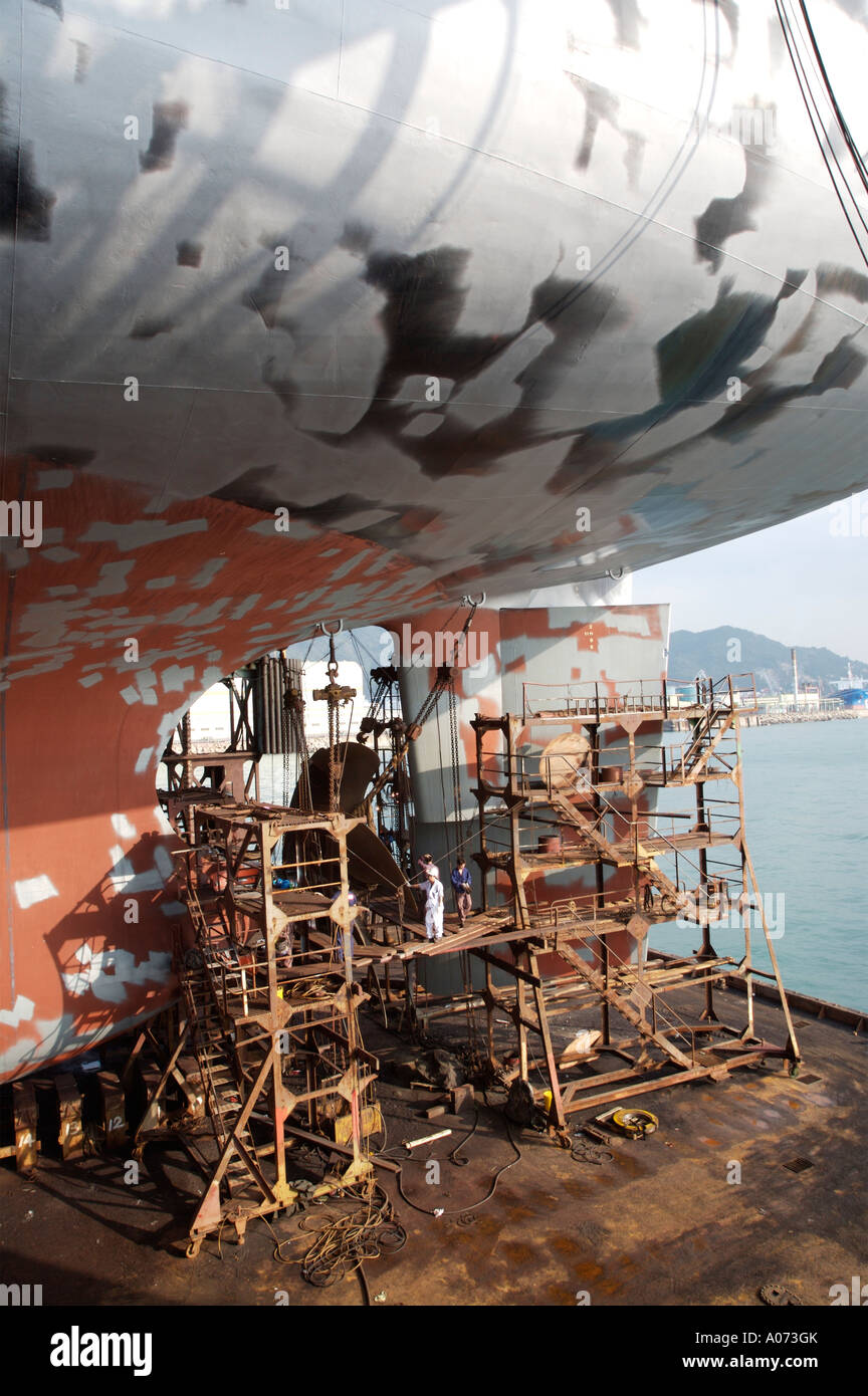 graphic detail shot of ship repair and ship painting and protective ...