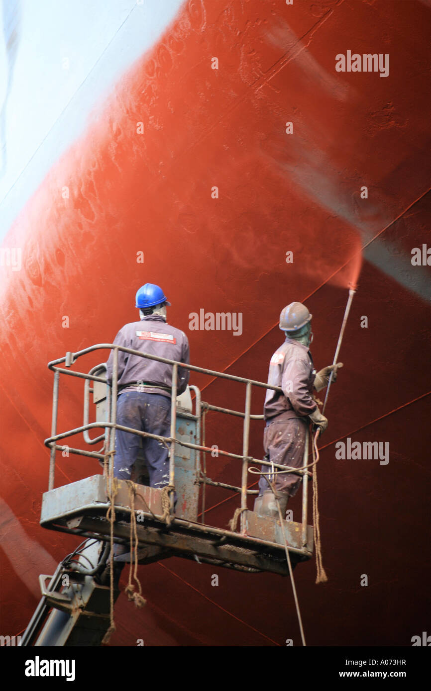 graphic detail shot of ship repair and ship painting and protective ...