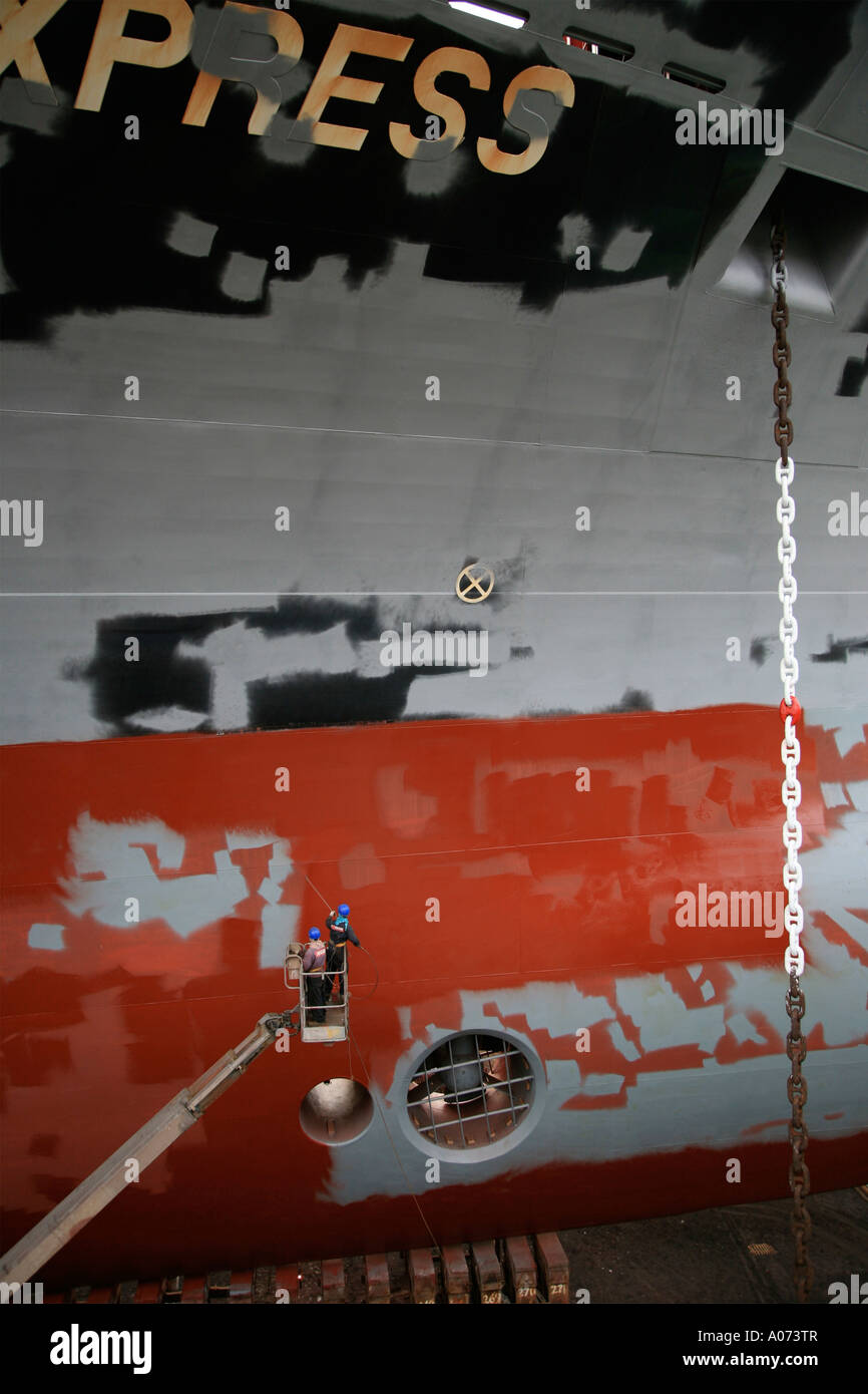 graphic detail shot of ship repair and ship painting and protective ...